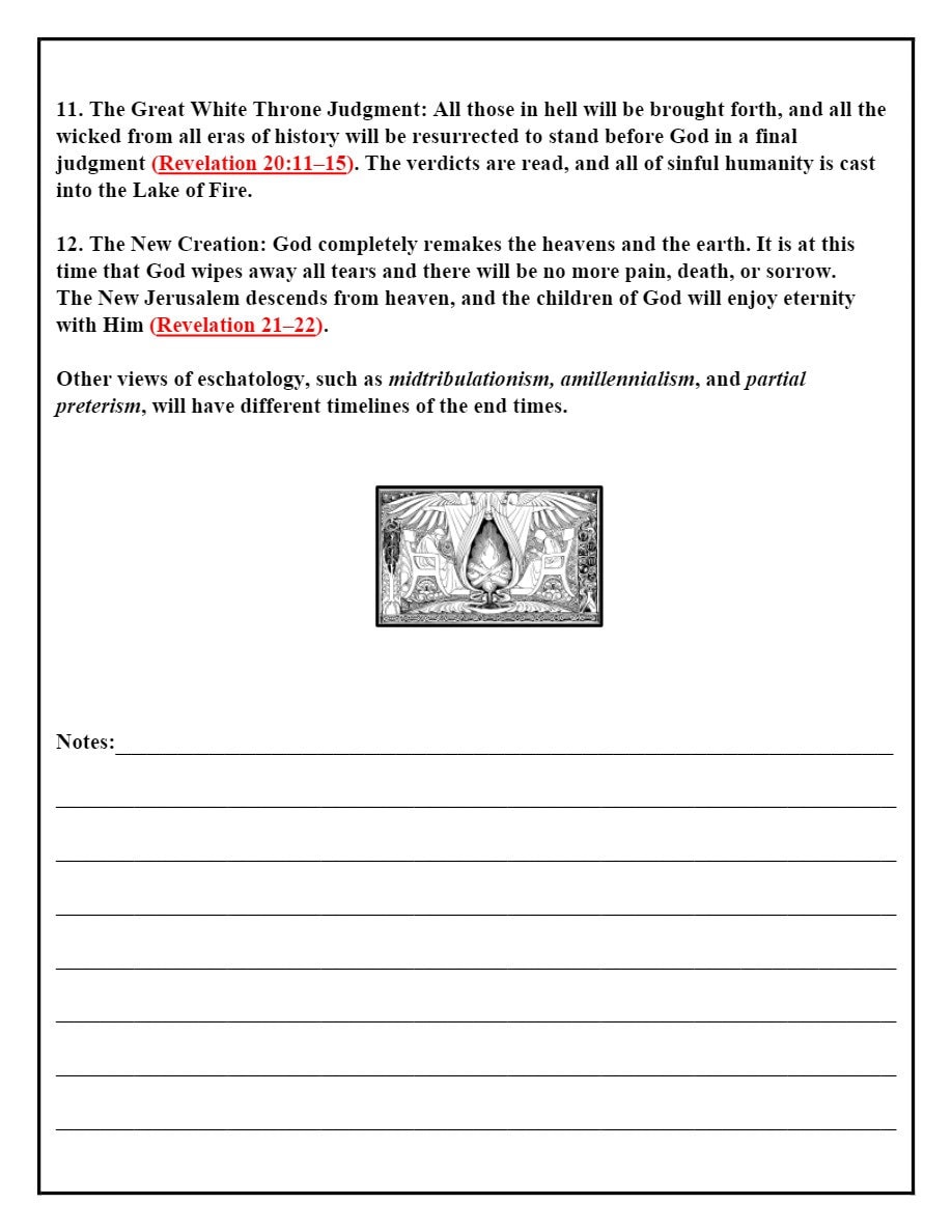 Printable Bible Study Aid, Illustrated: Chart of the End Times/ Digital ...