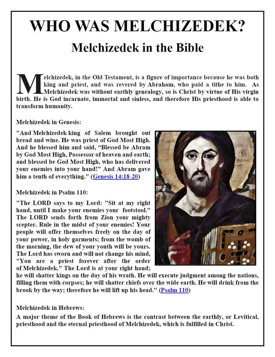 Printable Bible Study Aid, Illustrated: Who Was Melchizedek? Melchizedek in the Bible/ Digital ...
