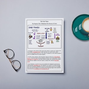 Printable Bible Study Aid, Illustrated: Chart of the End Times/ Digital ...