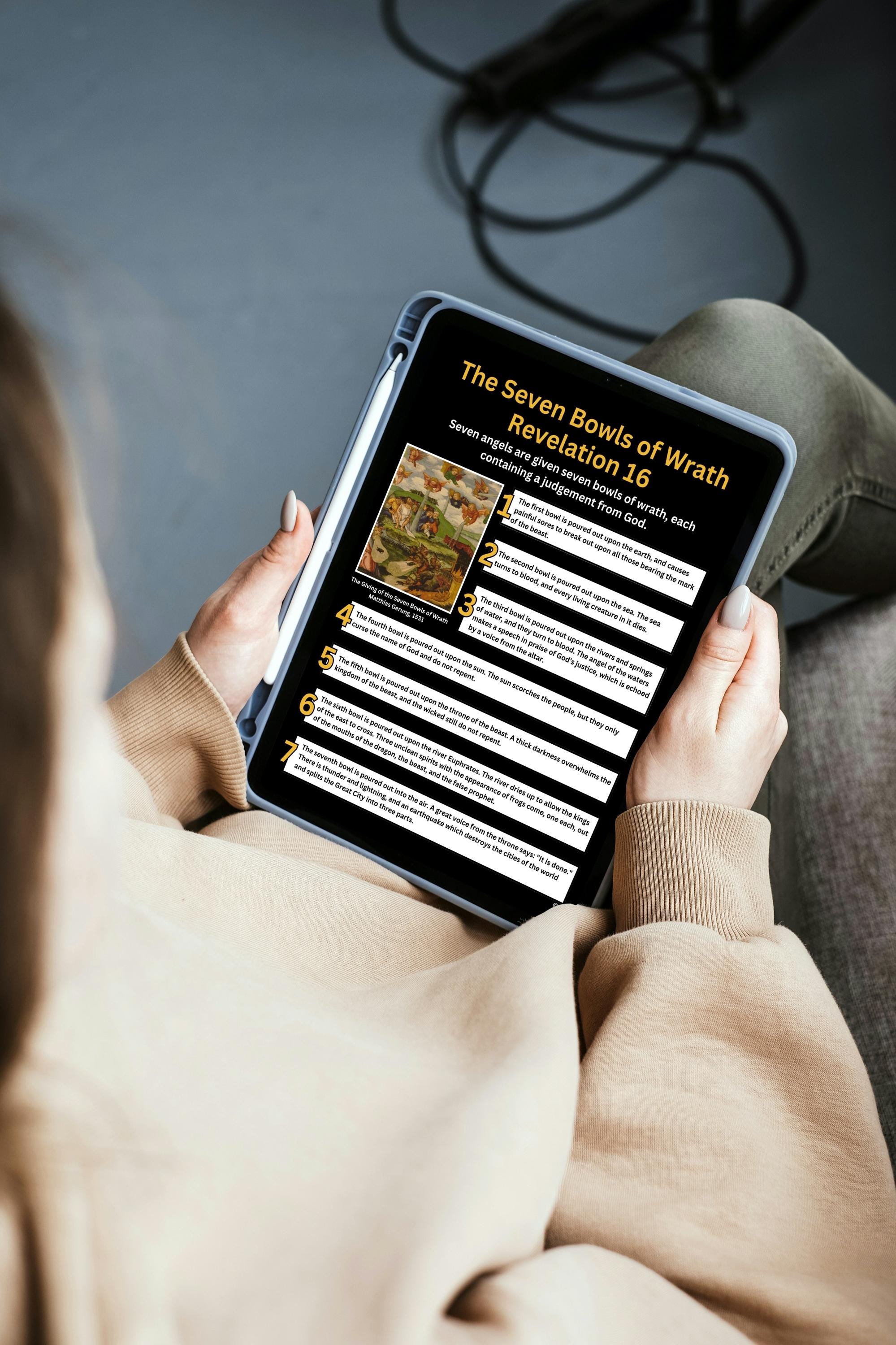 Printable Bible Study Chart, Illustrated Diagram, “the Seven Bowls of ...