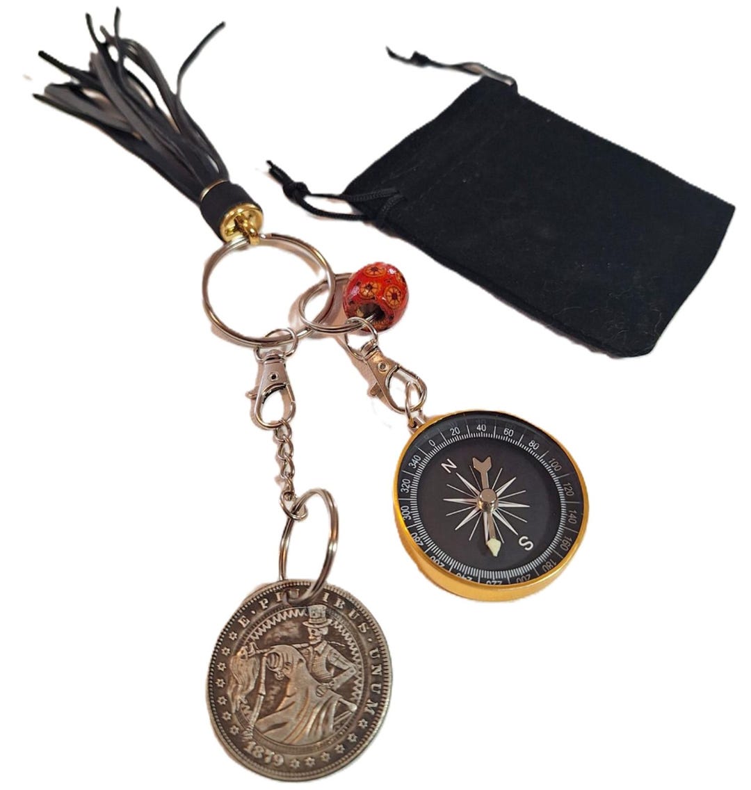 Hobo Dollar Keychain With Compass, Collectible Coin Keyring - Etsy