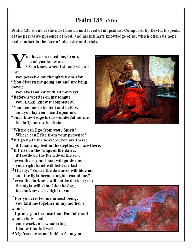 Printable Bible Study Aid, Illustrated: Psalm 139 NIV / Digital ...