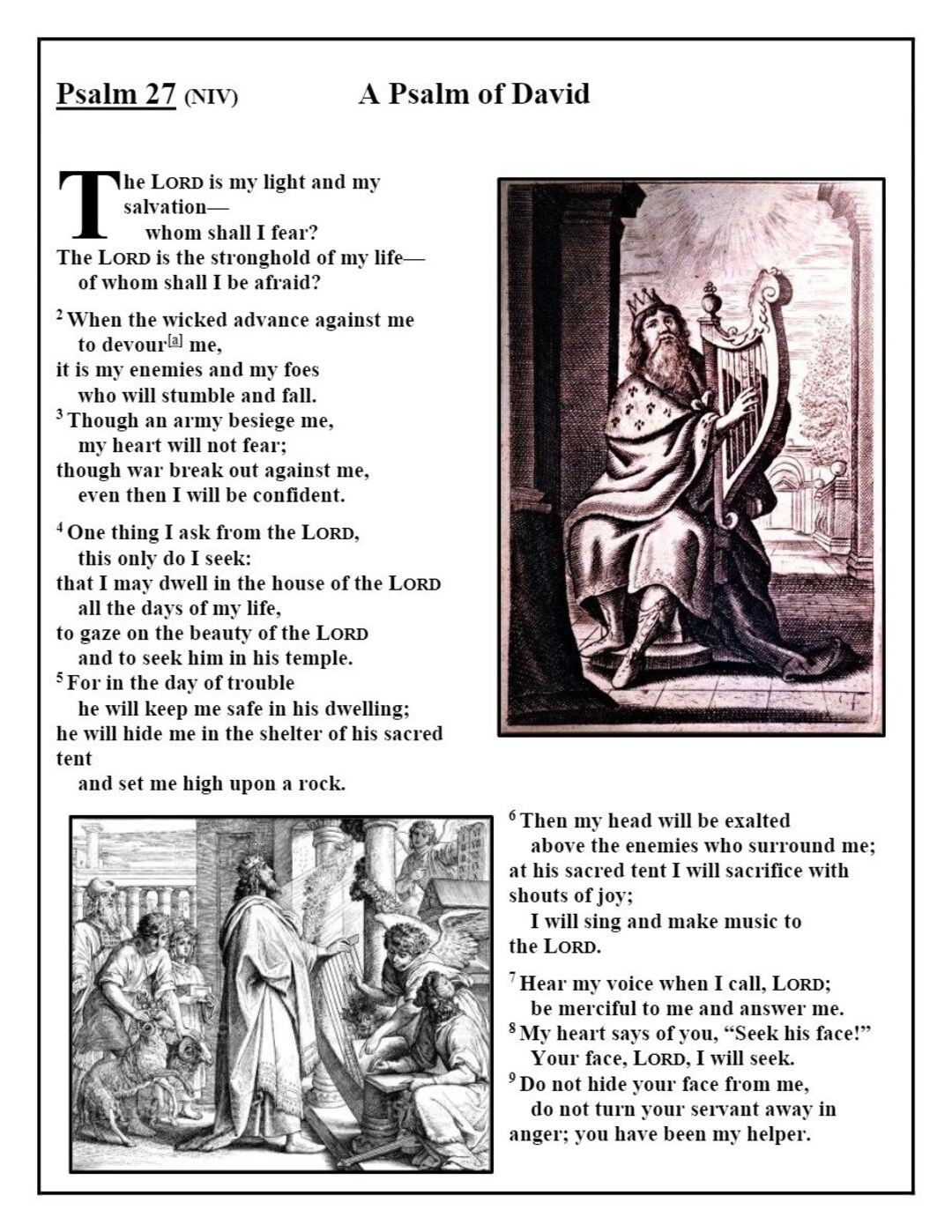 Printable Bible Study Aid, Illustrated: Psalm 27/ Digital Download - Etsy