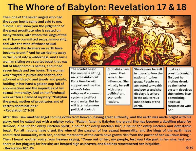 Printable Bible Study Chart, Illustrated Diagram/ “the Whore of Babylon ...