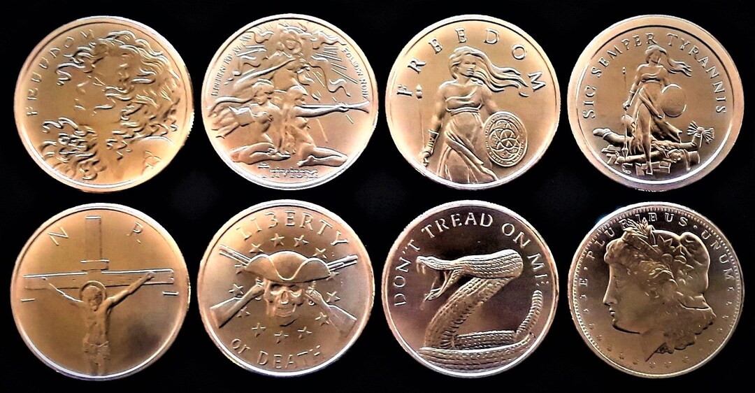 Copper Rounds Collection (set of 8) – Freedom, Liberty & Trivium Art ...