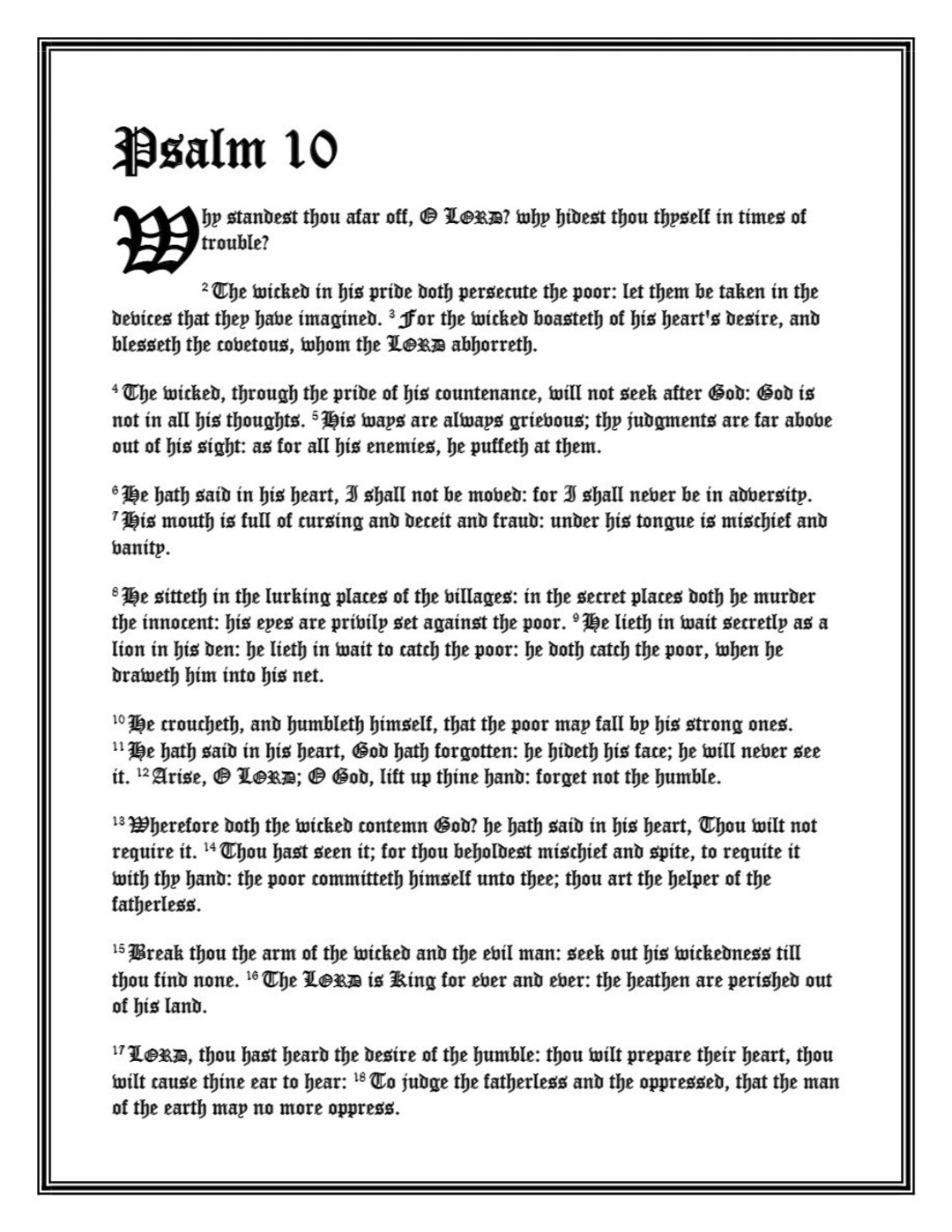 Psalm 10 Printable Wall Art, Old English Font (digital Download) - Etsy