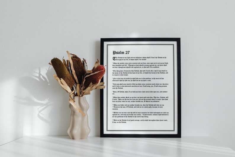 Printable Wall Art Psalm 27 King James Version Beautiful Old English