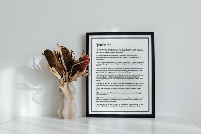 Printable Wall Art/ Psalm 77, King James Version /beautiful Old English ...