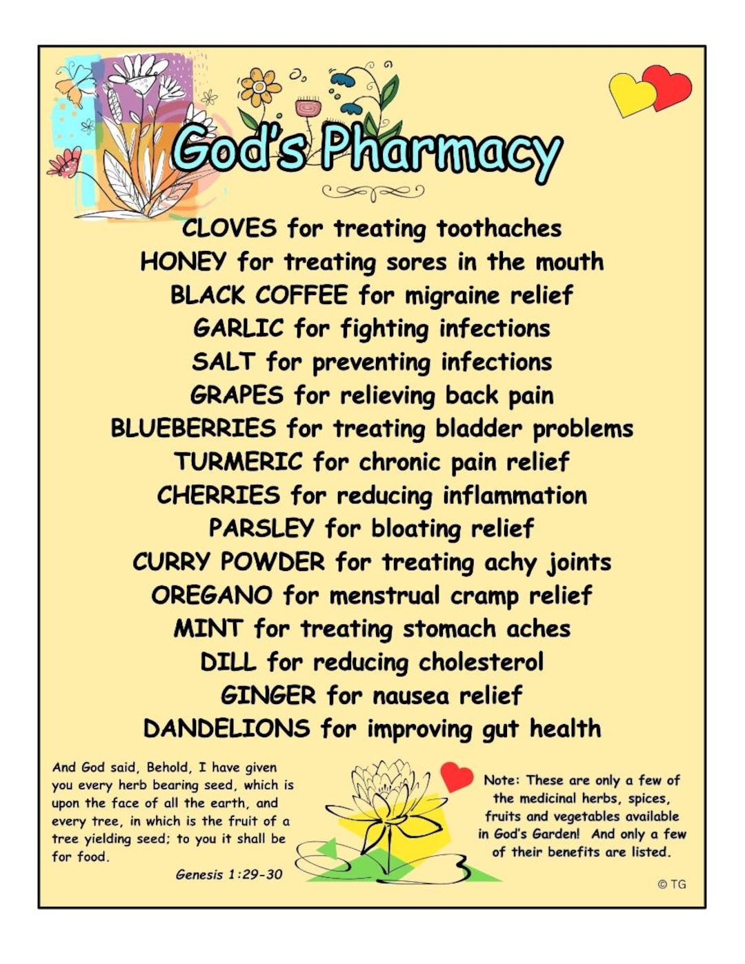 God’s Pharmacy Bible Chart | Christian Study Printable | Faith ...