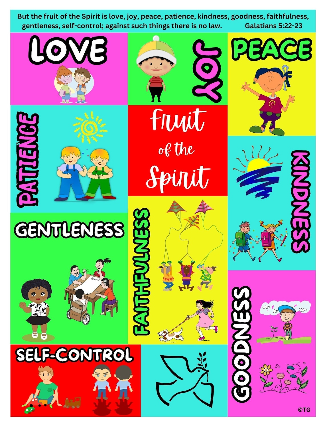 Printable Bible Chart for Kids / Illustrated / “the Fruit of the Spirit ...