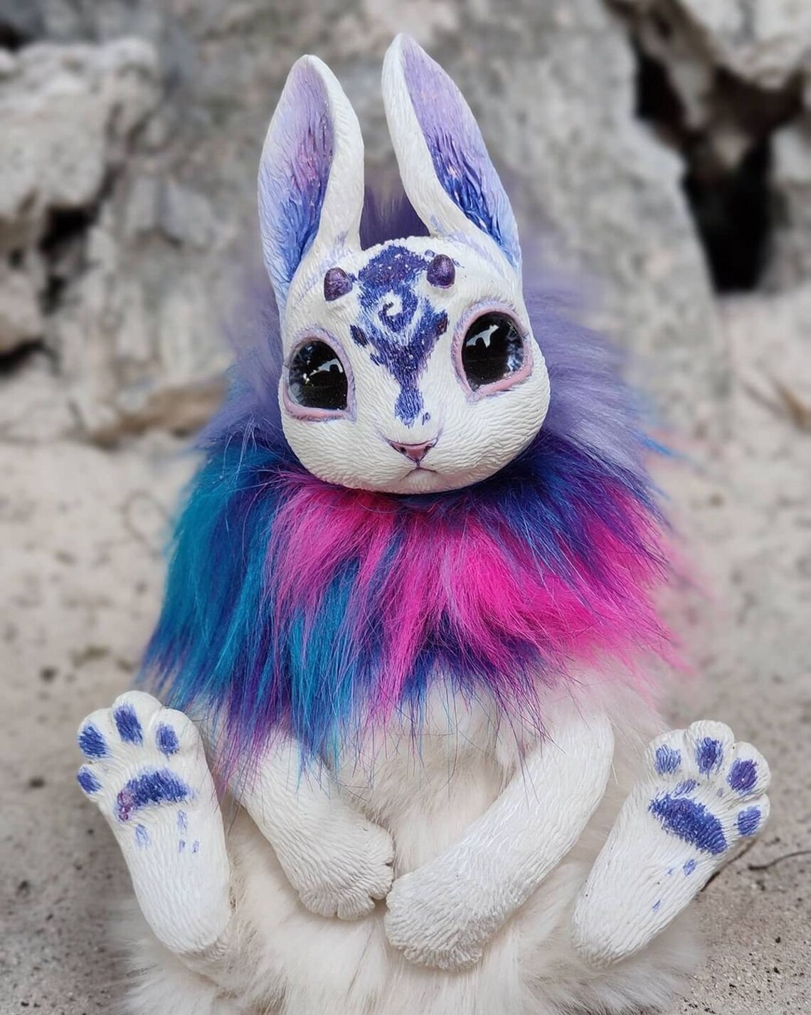 Space bunny poseable art toy | Etsy