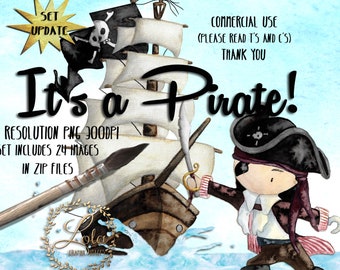 Pirate clipart pirates clip art eyepatch booty ship | Etsy