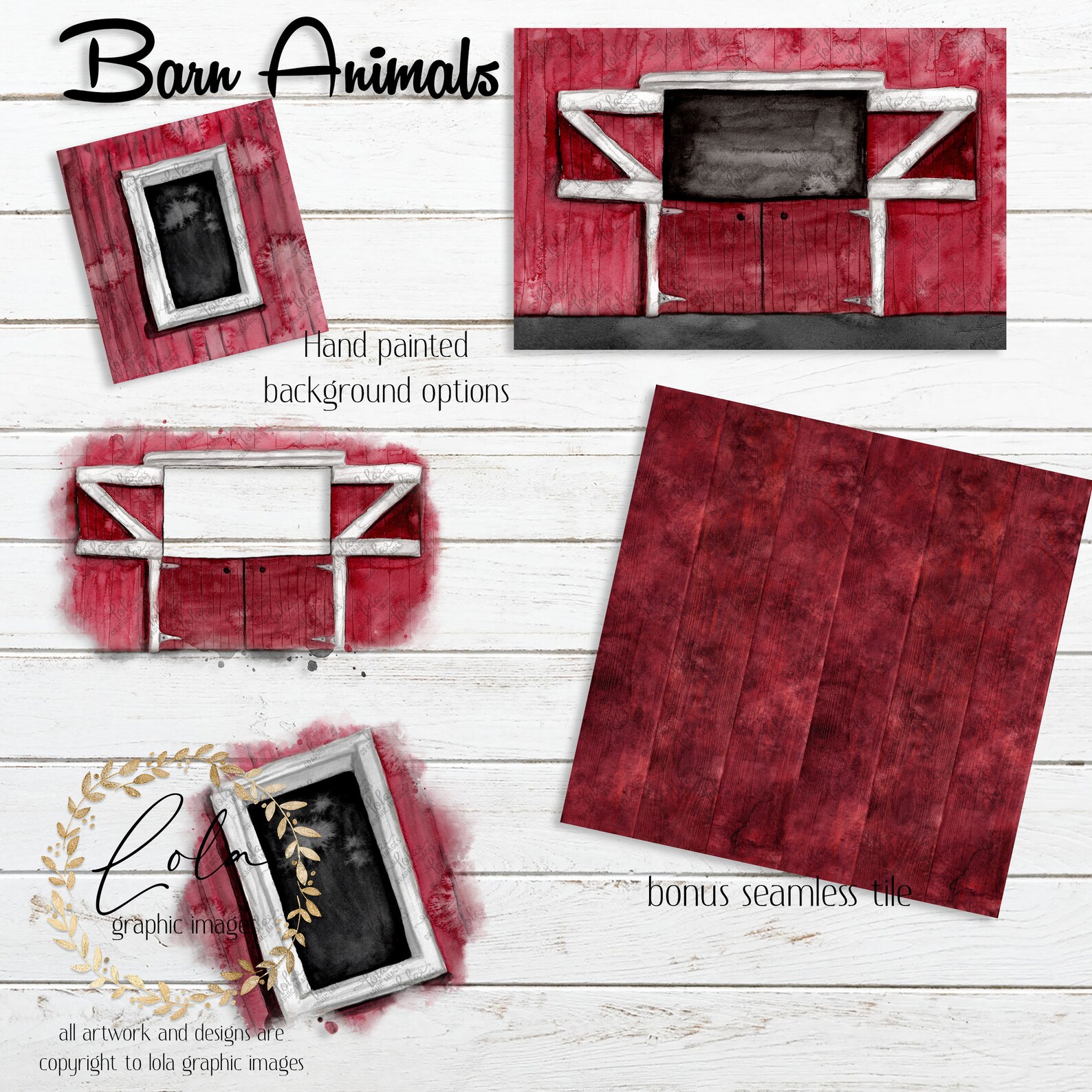 Cute Farm Animal Clipart Red Barn Graphics Pig Sheep - Etsy