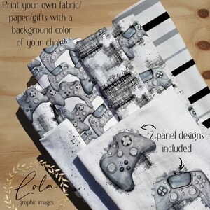Watercolor Gamer Boy Seamless Pattern Gaming Controller Fabric Repeat ...