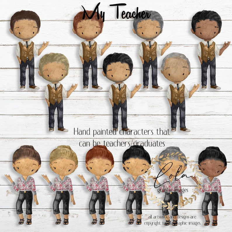 Cute Watercolor Teacher Clipart Back to School Graphics | Etsy