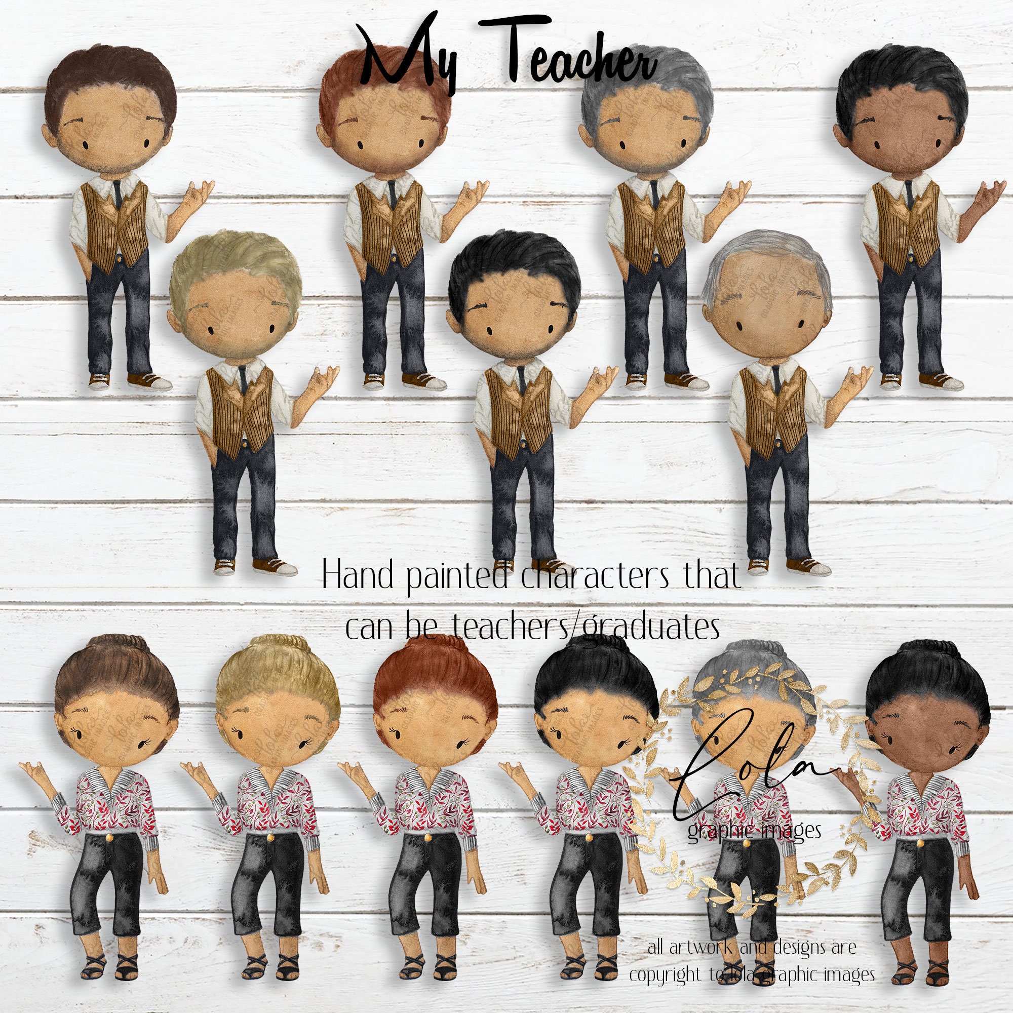 Cute Watercolor Teacher Clipart Back to School Graphics - Etsy UK