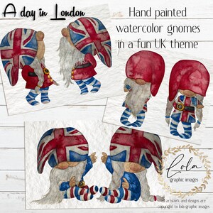 Watercolor London Gnome Clipart Lola Graphics Queen England British ...