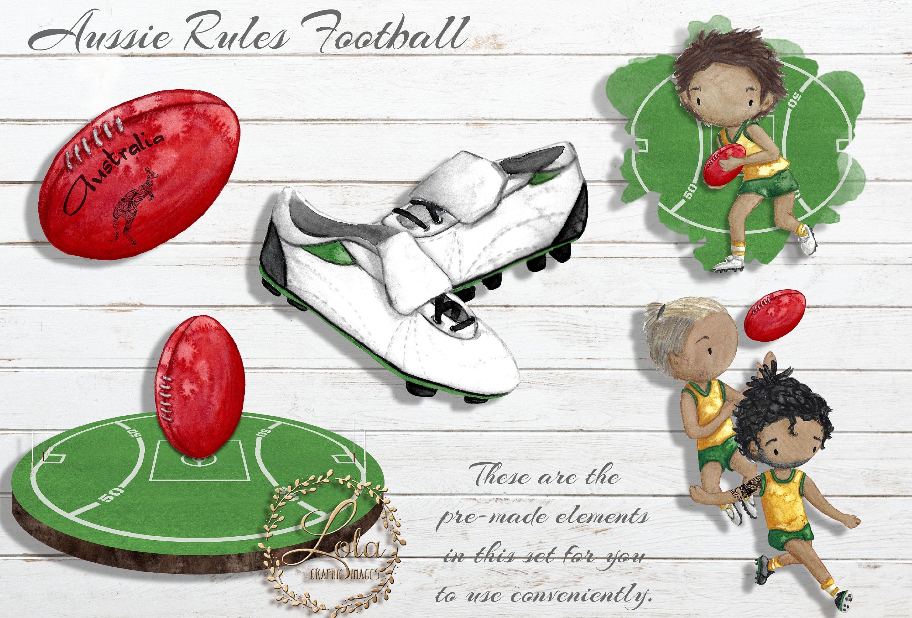 Cute Australian Rules Football Clipart Sport AFL Aussie - Etsy España
