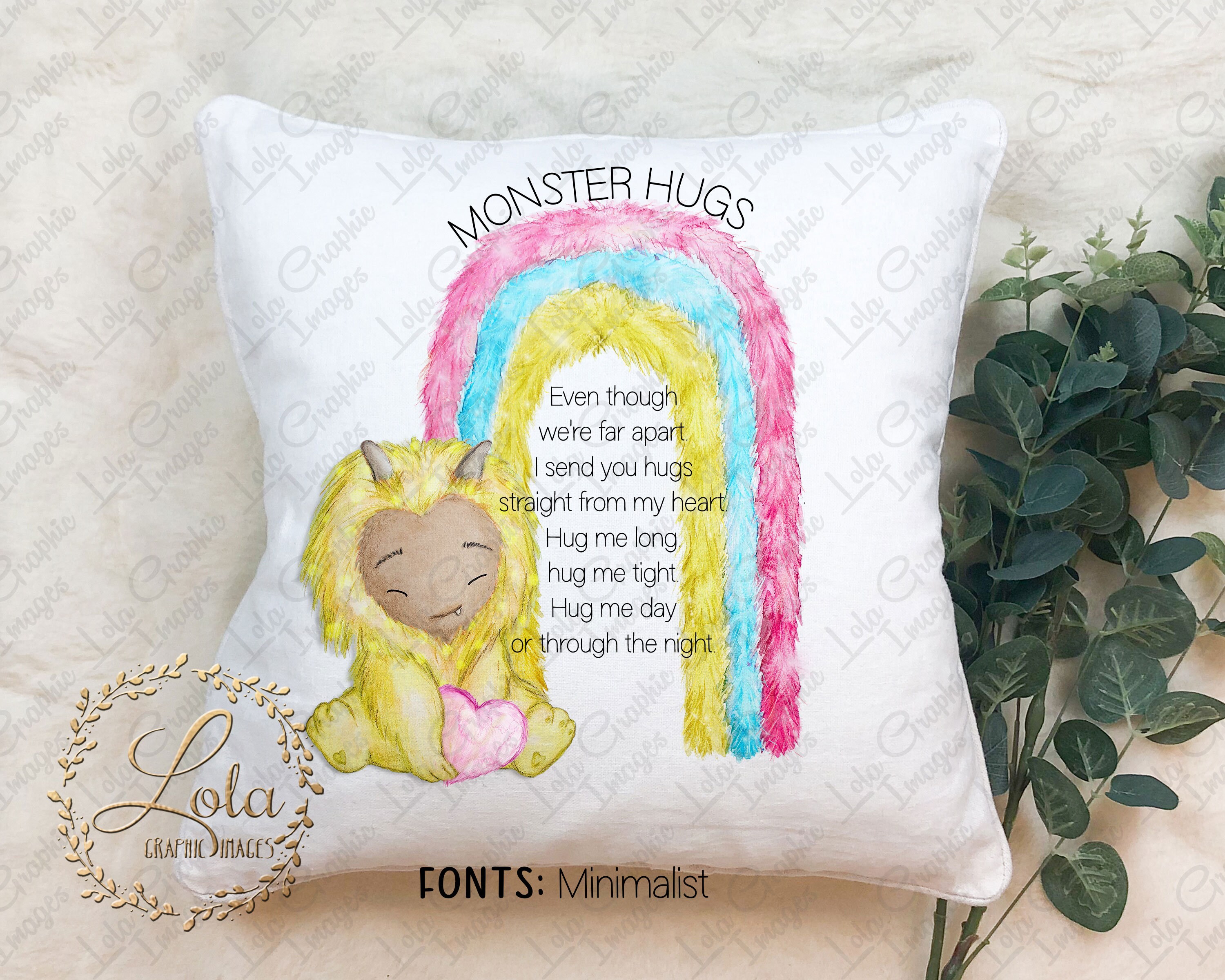 Cute Watercolor Monster Hug Clipart Monsters Graphics - Etsy