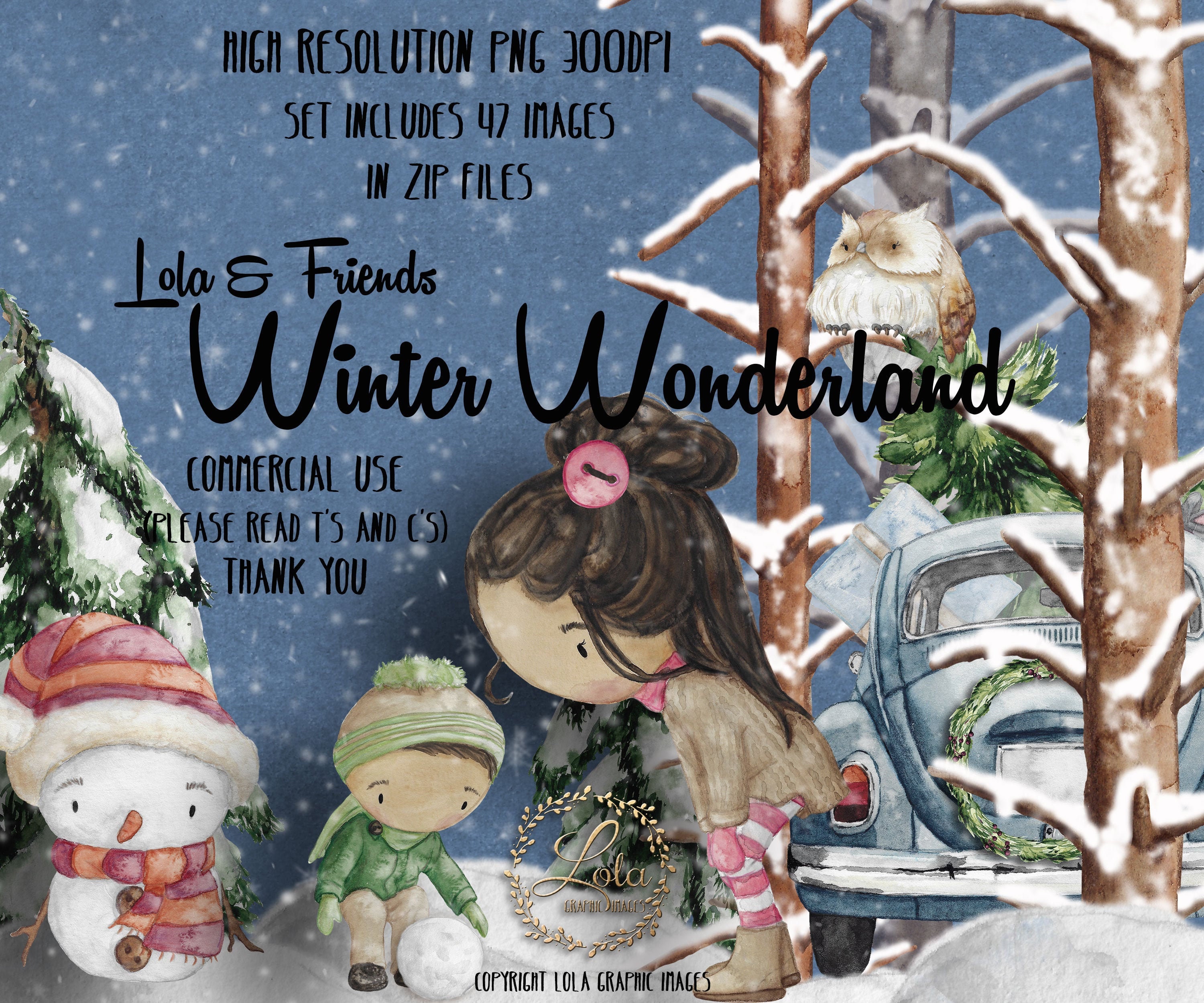 Watercolor Winter Wonderland Clipart Christmas Ice Skates Snow | Etsy