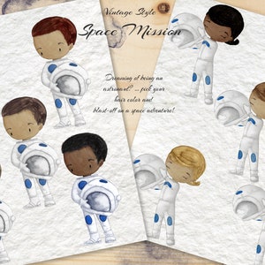 Watercolor Space Clipart Cute Astronaut Party Planet Earth Graphic ...