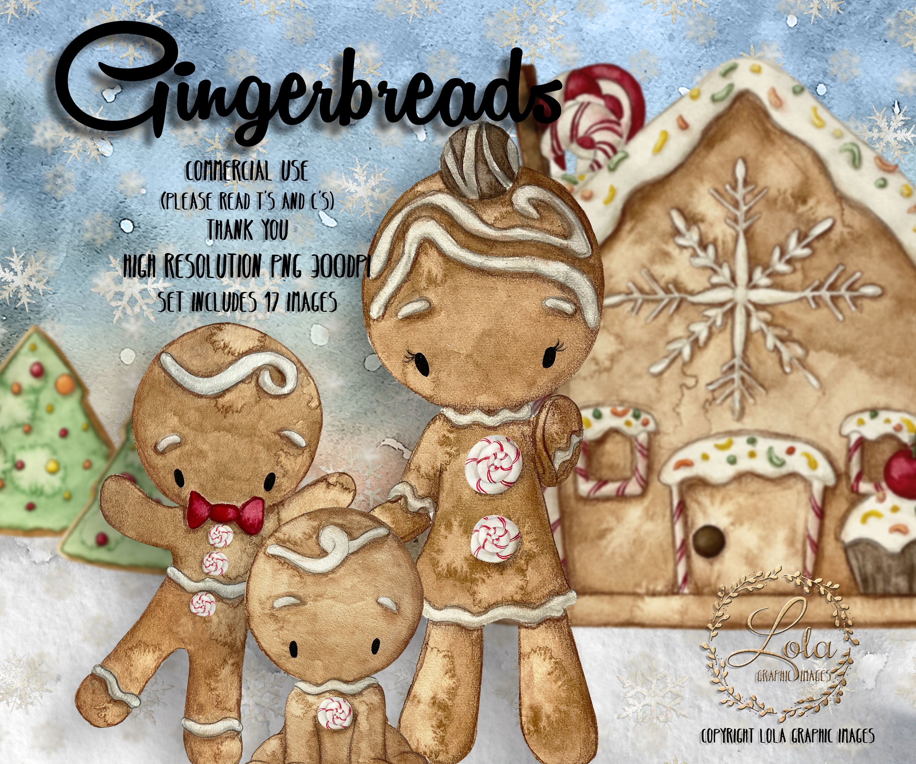 Watercolor Gingerbread Clipart Christmas Images Cookies | Etsy