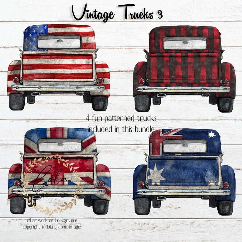 Watercolour Vintage Truck Clipart Farm Transportation - Etsy