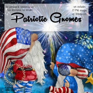 Watercolor Patriotic Gnome Clipart Lola Graphics - Etsy