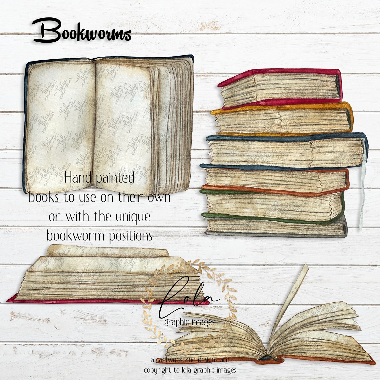 Watercolor Bookworm Clipart Back to School Images Teacher - Etsy