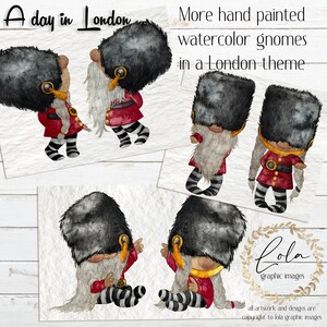 Watercolor London Gnome Clipart Lola Graphics Queen England British ...