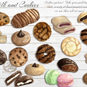Milk and Cookies Clipart Watercolor Drinks Treats Sweet Biscuits ...