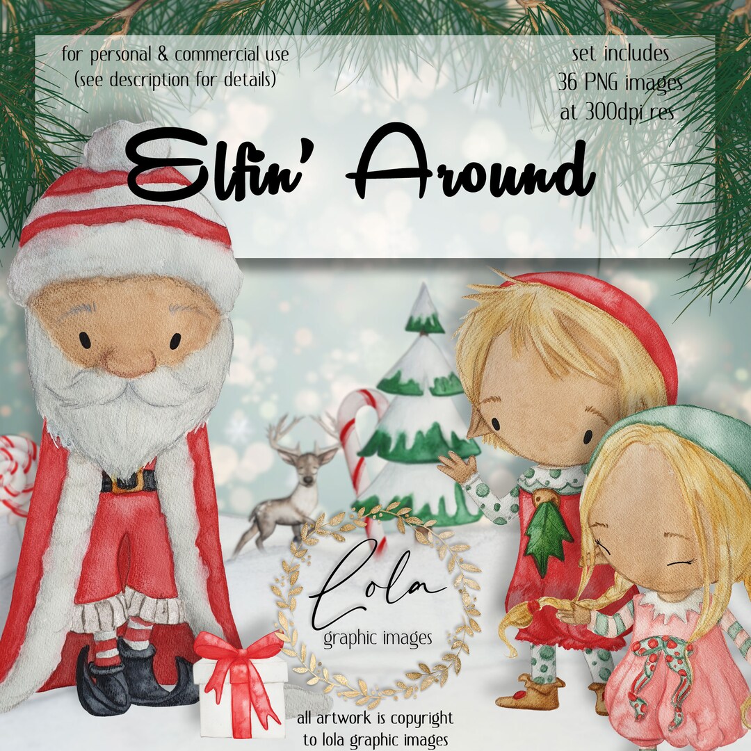 Cute Elf Clipart Father Christmas Santa Clipart Reindeer Art North Pole ...