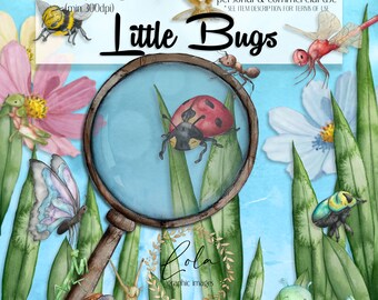 Cute Bugs Clip Art Kawaii Bugs Clipart Bugs and Flowers - Etsy