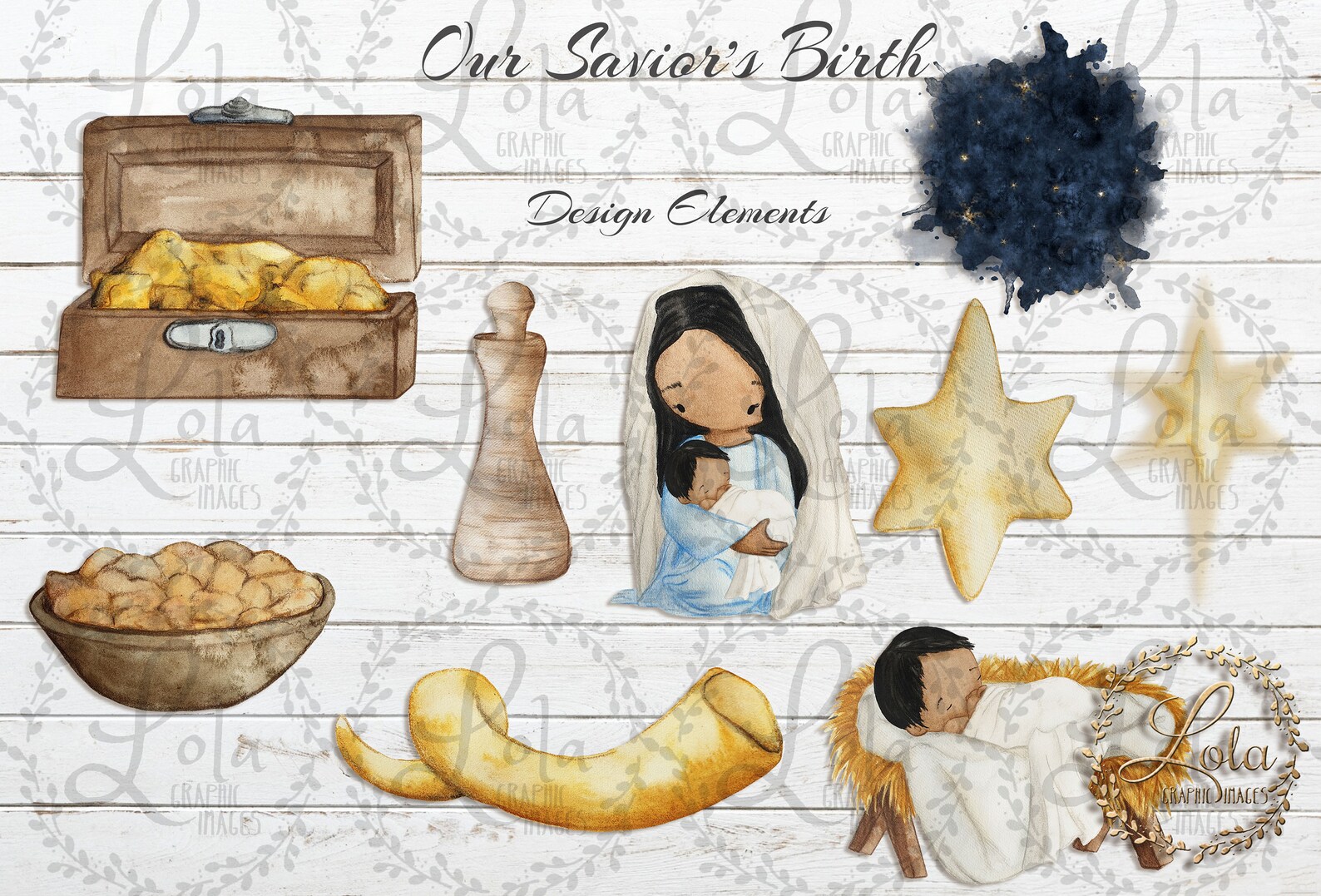 Cute Nativity Clipart Christmas Graphics Baby Jesus Christ - Etsy