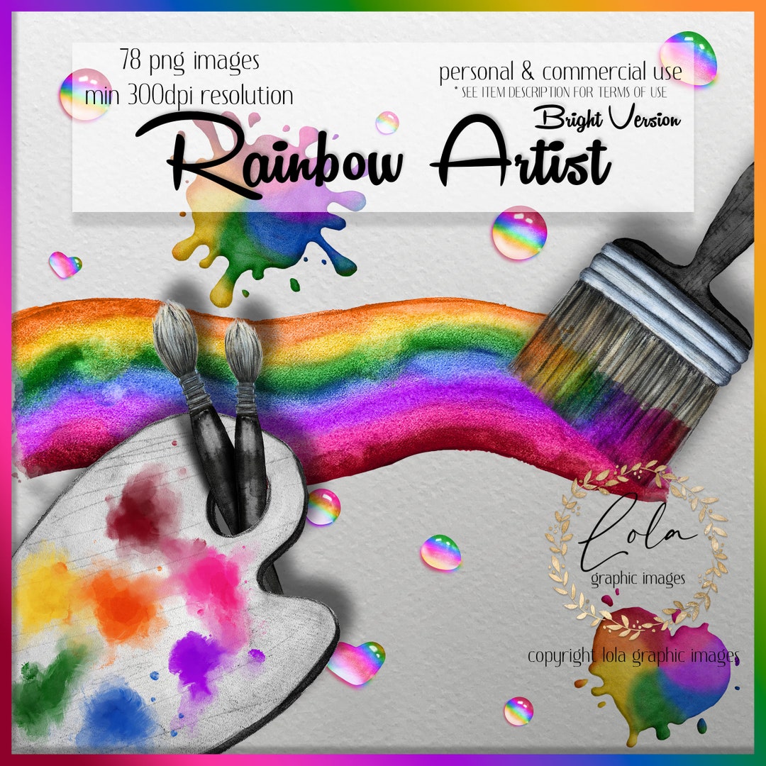 Watercolor Bright Paint Rainbow Clipart, Images, Artist Paint Brush ...