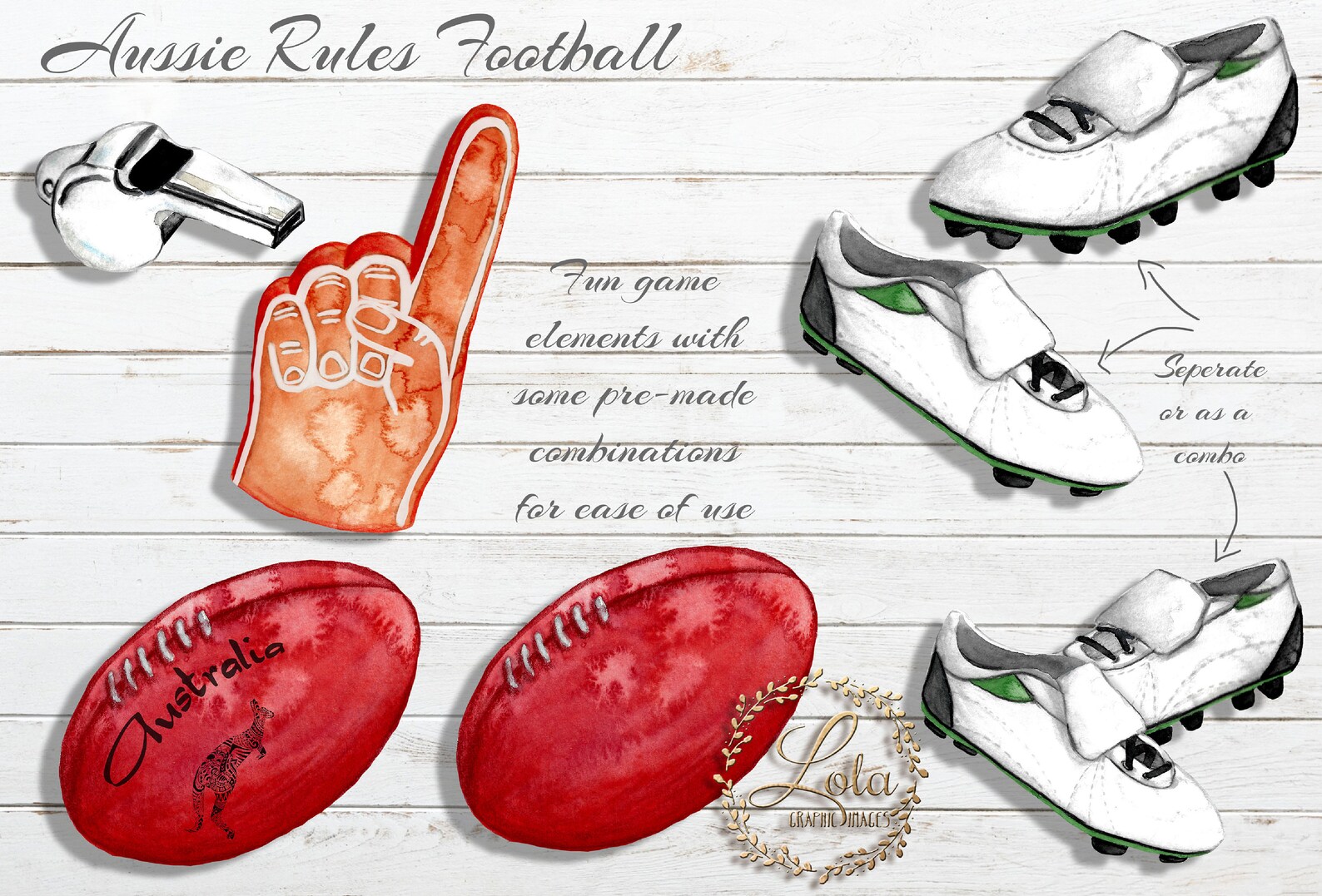 Cute Australian Rules Football Clipart Sport AFL Aussie | Etsy