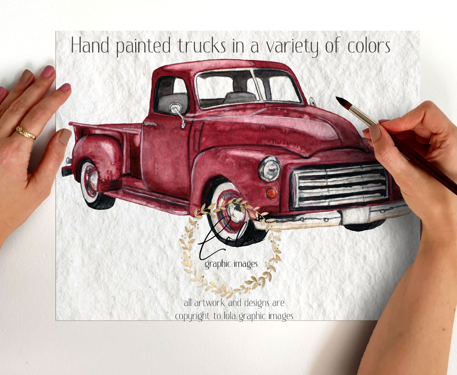 Watercolour Vintage Truck Clipart Farm Transportation - Etsy