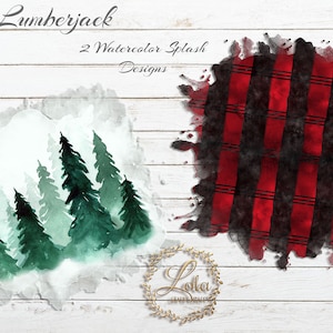 Watercolor Lumberjack Clipart Buffalo Plaid Camping Moose Lumberjack ...