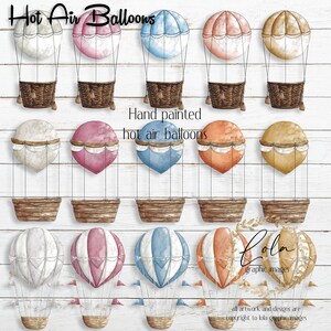 Watercolor Hot Air Balloon Clipart Transport Flower Wanderlust ...