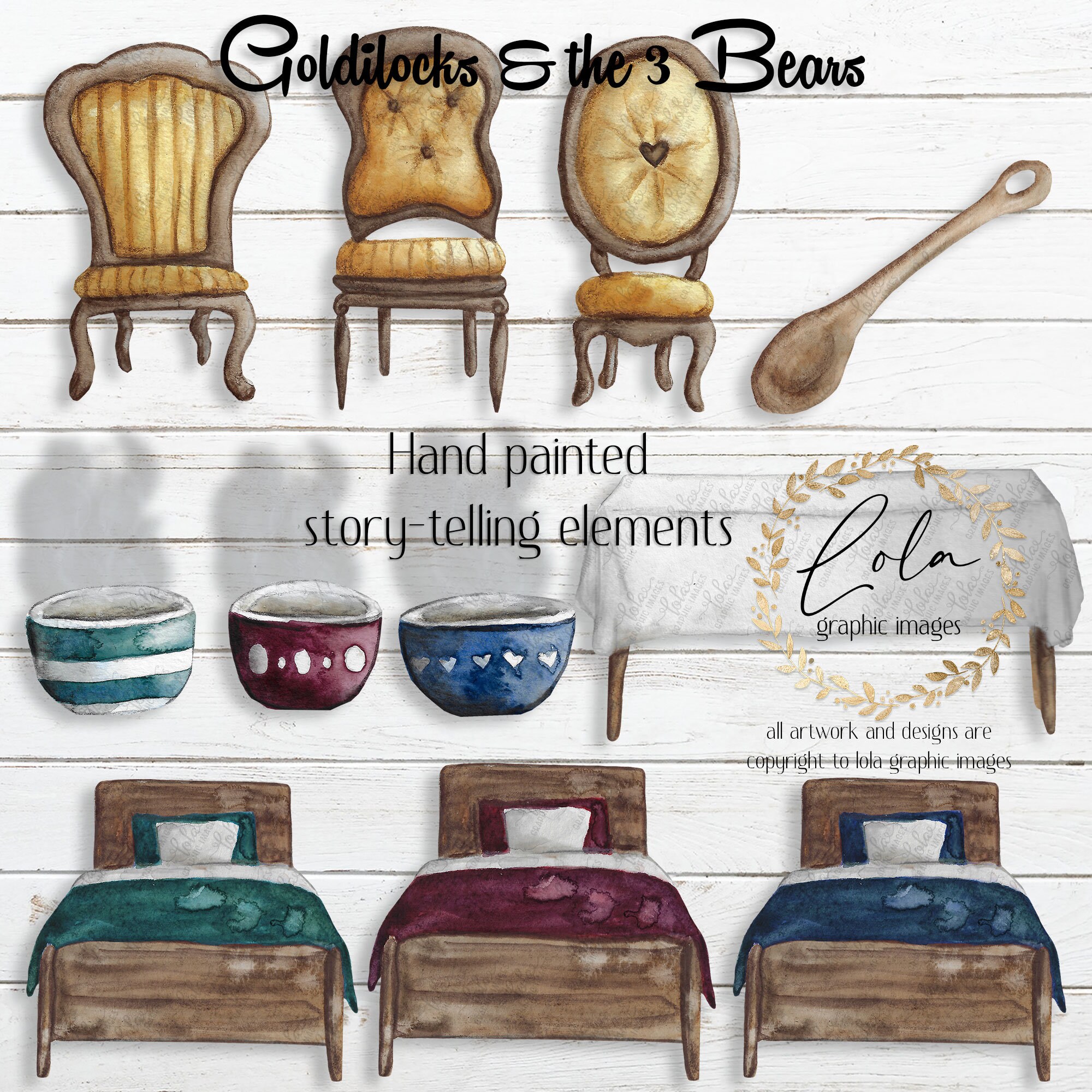 Goldilocks Clipart Fairy Tale Clipart Three Bears - Etsy Australia