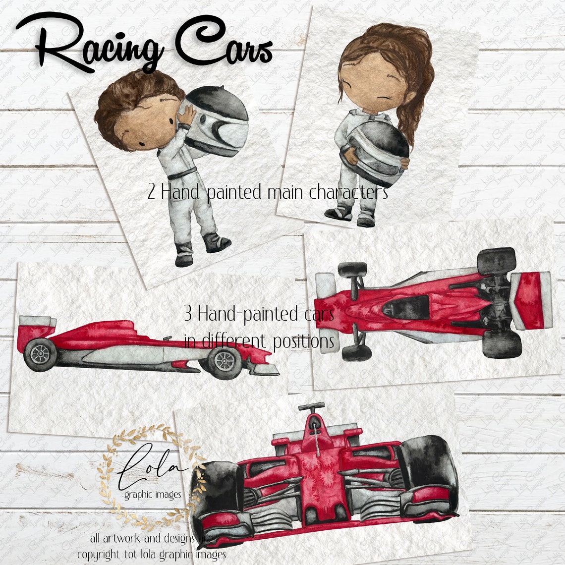 Cute Racing Car Clipart Formula 1 Graphics Cars Clipart | Etsy UK