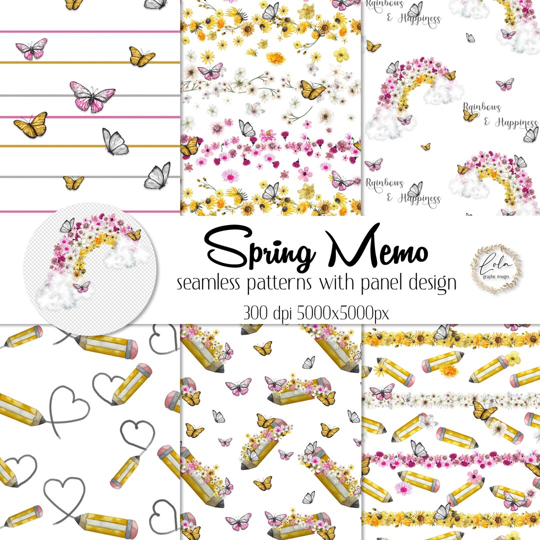 Watercolor Spring Rainbow Seamless Patterns | Stationery Graphics ...