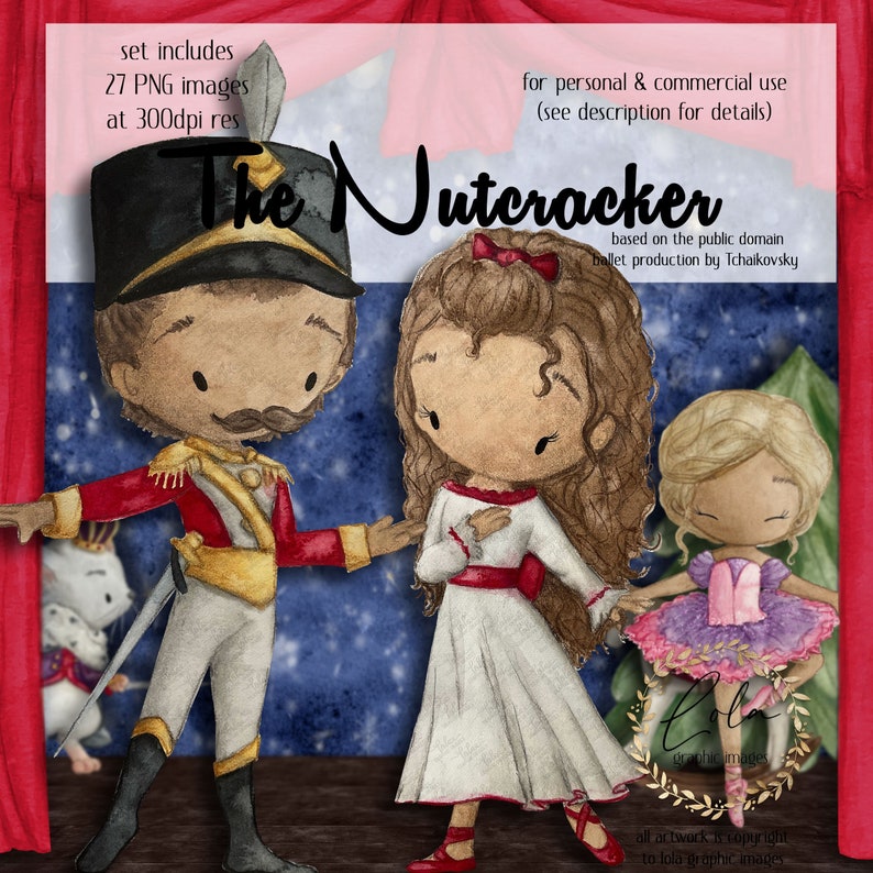Cute Watercolor Nutcracker Clipart Ballet Images Christmas - Etsy
