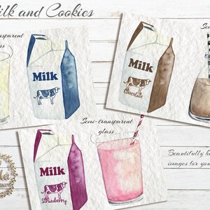 Milk and Cookies Clipart Watercolor Drinks Treats Sweet Biscuits ...