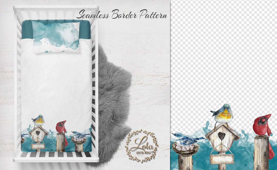 Watercolor Bird Clipart Birdhouse Graphics Birdie Eggs in Nest - Etsy