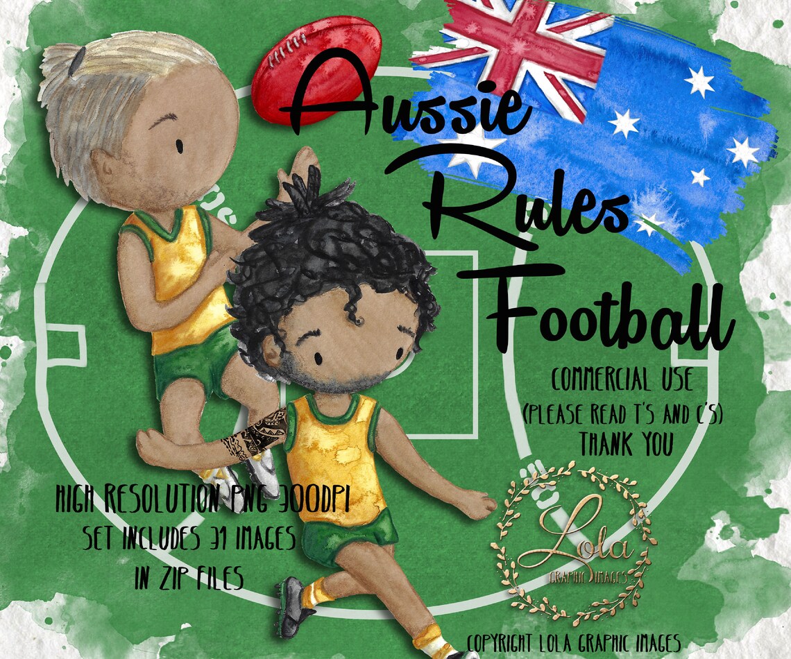 Cute Australian Rules Football Clipart Sport AFL Aussie | Etsy