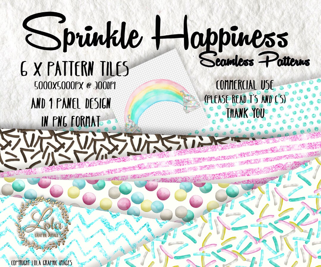 Watercolor Cake Sprinkles Seamless Pattern Desert Toppings Hand Painted ...