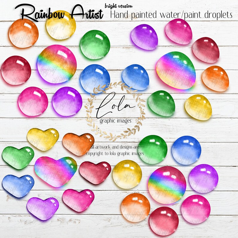 Watercolor Bright Paint Rainbow Clipart Images Artist - Etsy