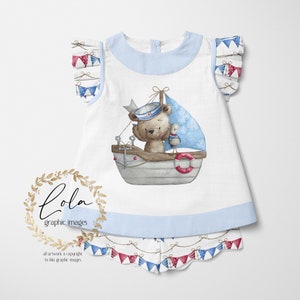 Watercolor Nautical Sailor Seamless Pattern | Teddy Bear Fabric | Baby ...