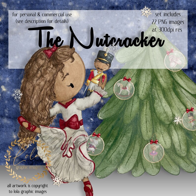 Cute Watercolor Nutcracker Clipart Ballet Images Christmas | Etsy